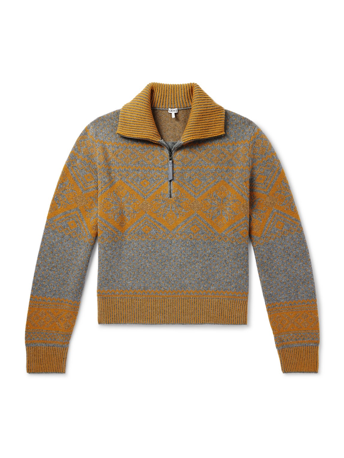 Loewe Jacquard-Knit Wool And Cashemere-Blend Zip-Up Sweater S - Gray ...