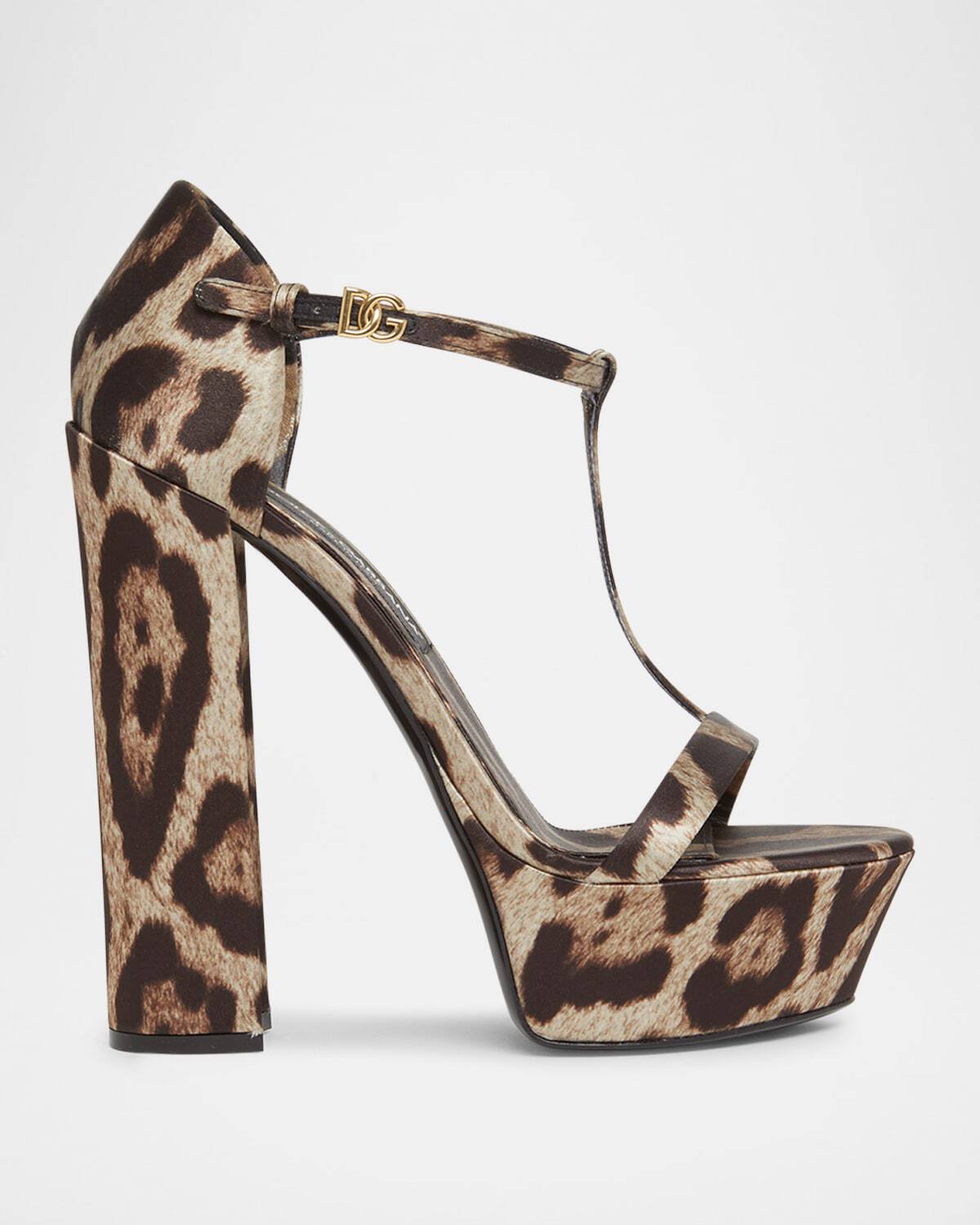 Dolce & Gabbana Keira Satin Platform Sandals - Leopard | Editorialist