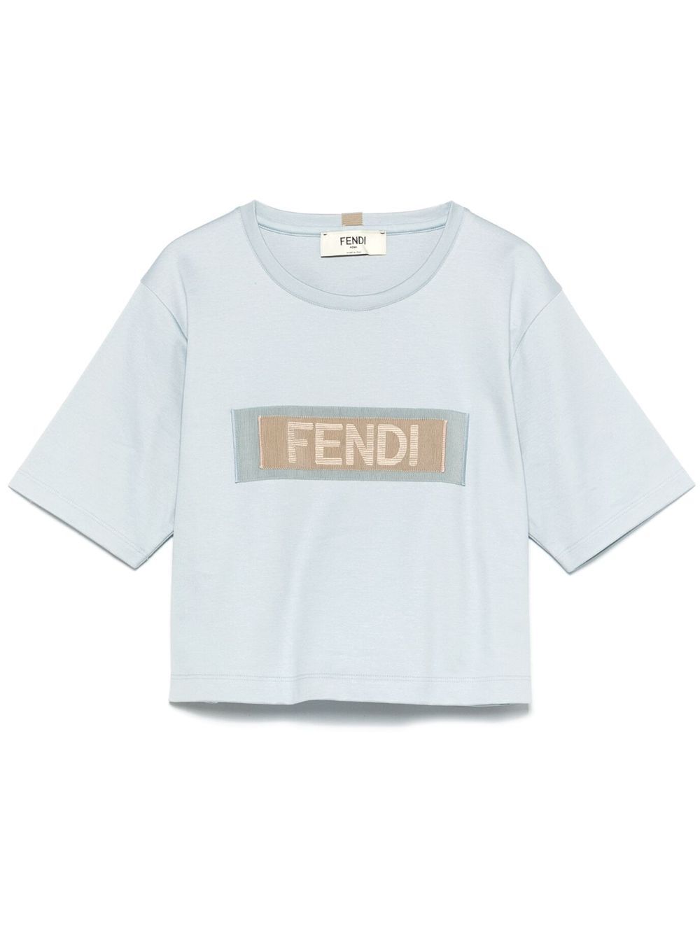 Fendi 25 Embossed Letter T-shirt Ice blue Cotton