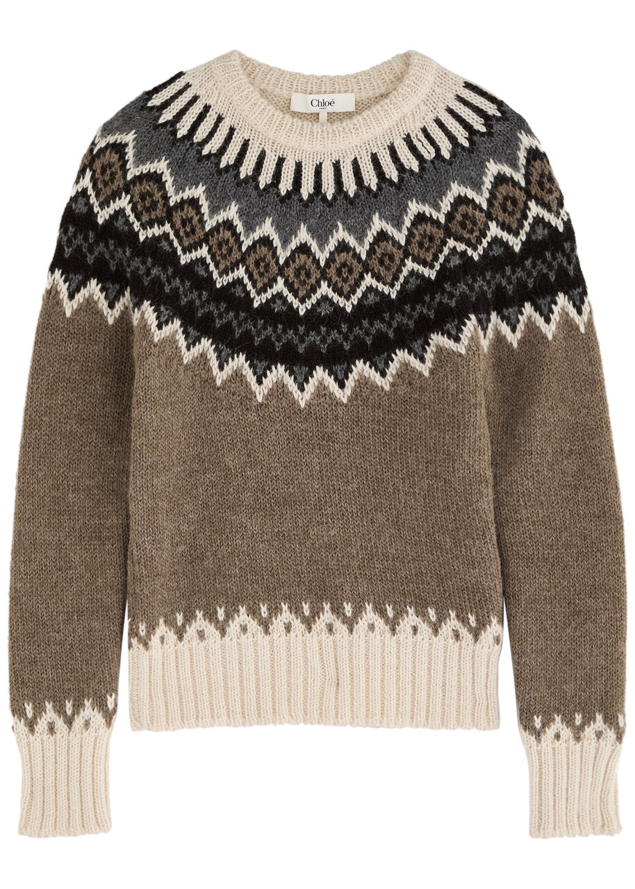 Chloé Fair Isle Intarsia Alpaca-Blend Jumper - Brown | Editorialist