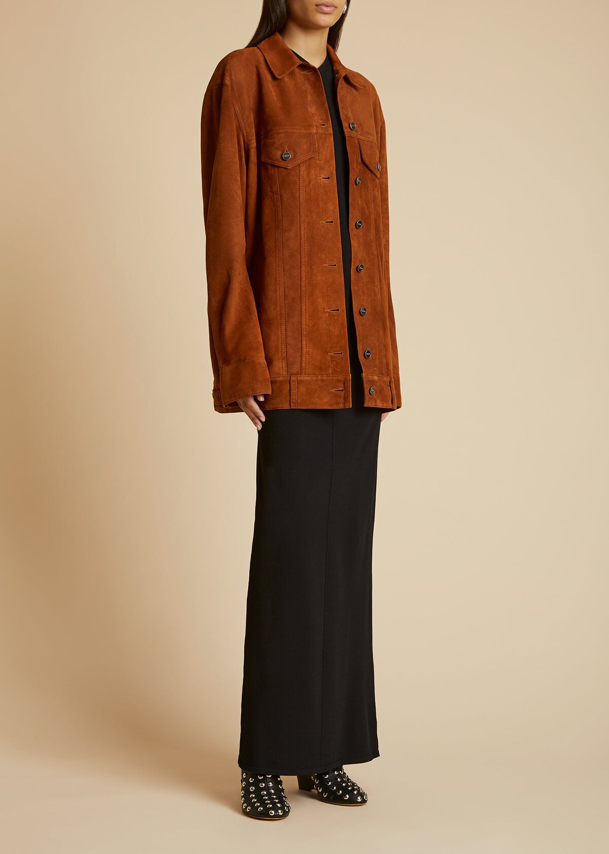 Khaite The Ross Jacket In Suede In Rust - 40% Off | Editorialist