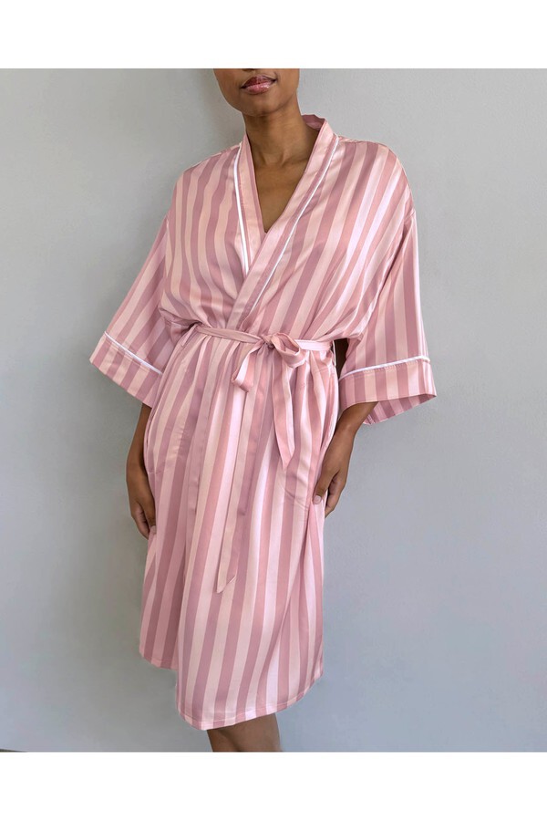 Splendid Cabana Stripe Satin Silk Robe - Multicolor / Stripe | Editorialist