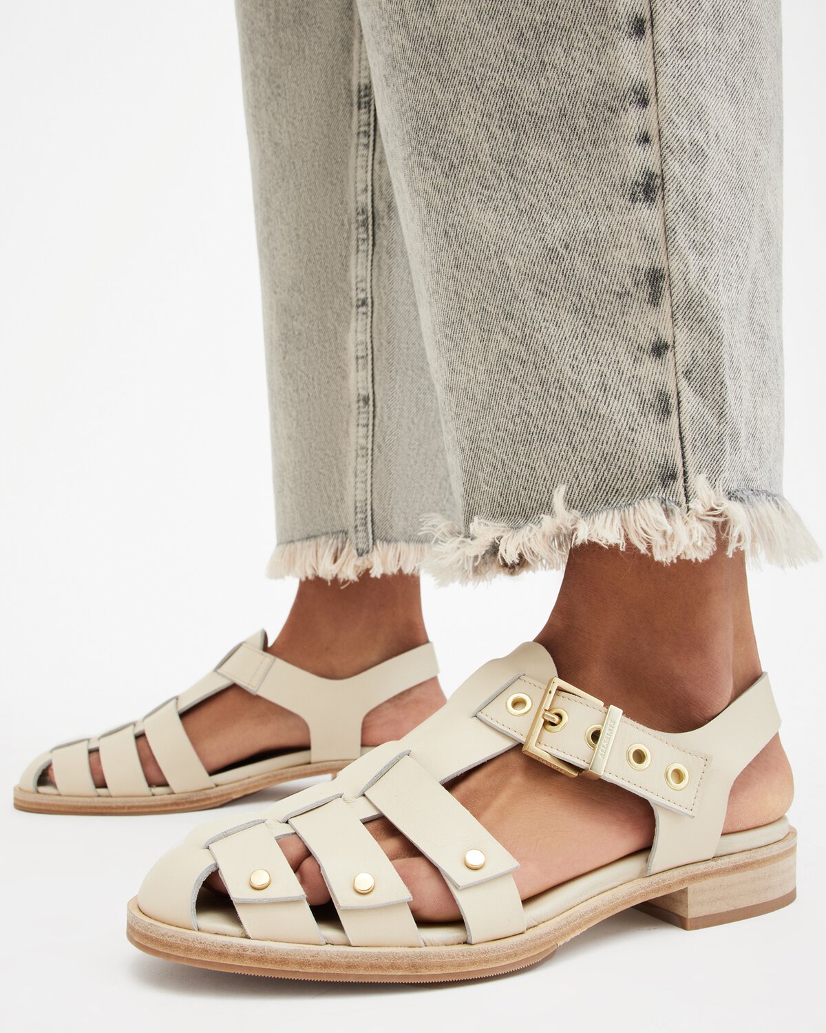 All Saints Nelly Studded Leather Sandals In Parchment White - 30% Off ...