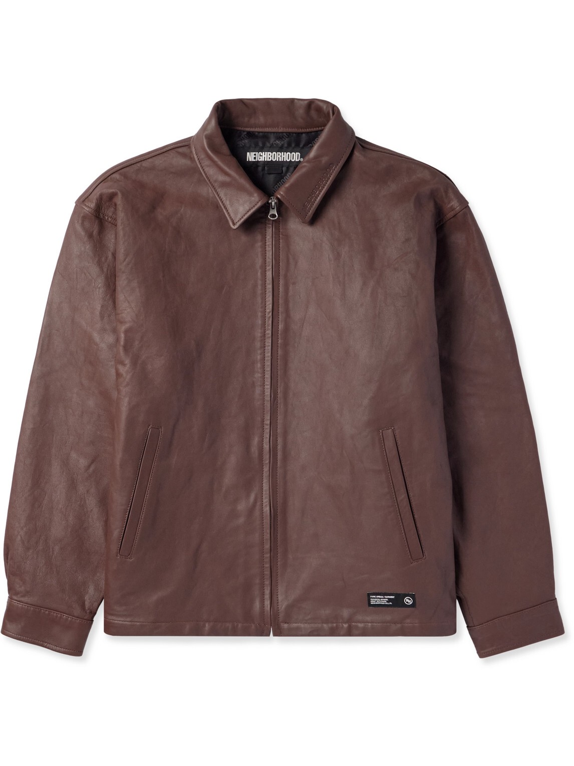 Neighborhood Logo-AppliquéD Leather Jacket S - Brown | Editorialist