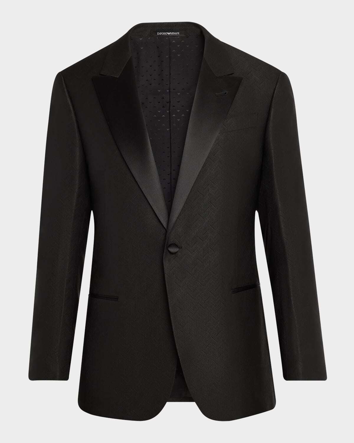 Emporio Armani Diagonal Patterned Dinner Jacket - Black | Editorialist