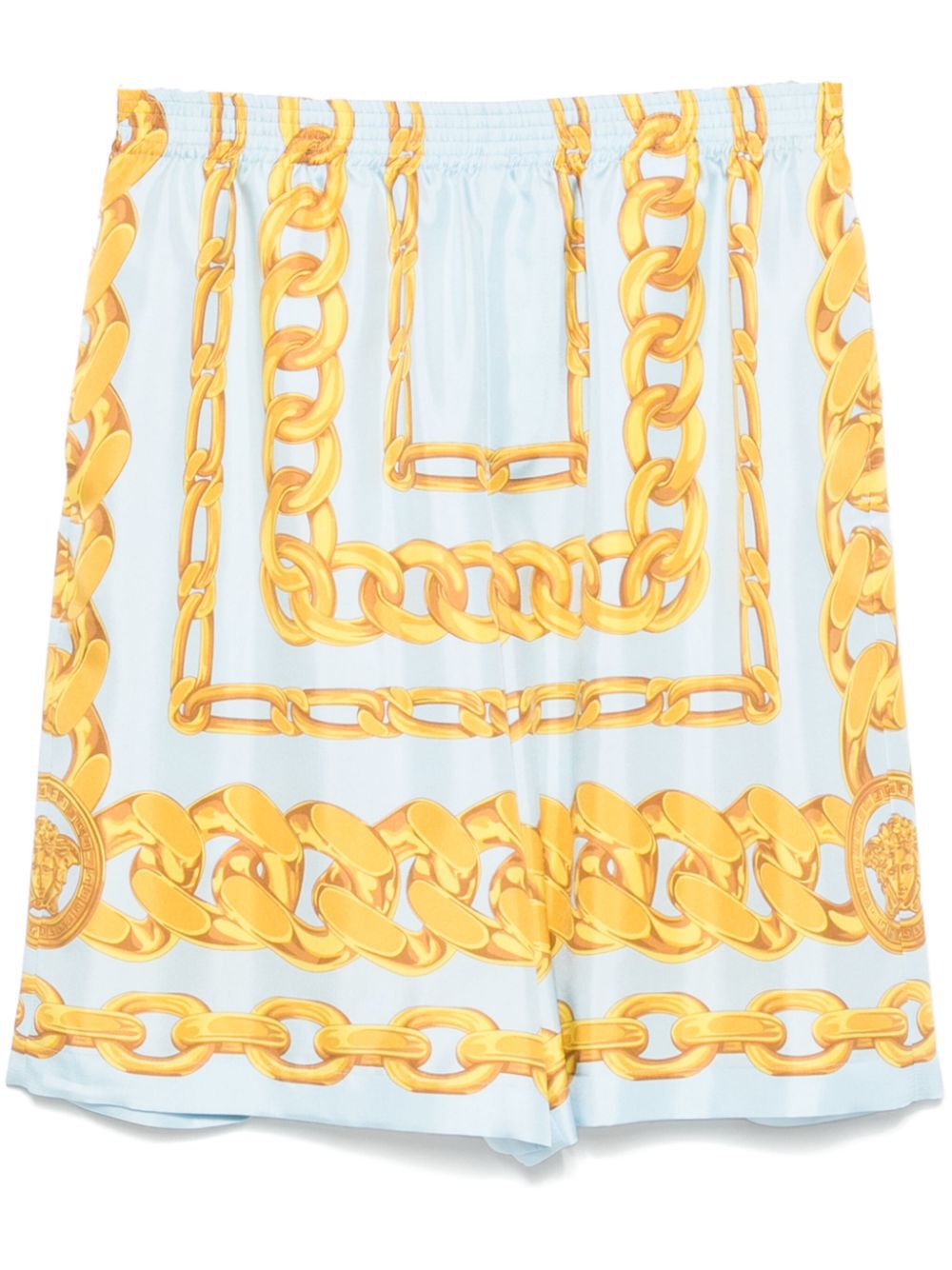 Versace Medusa Chains Silk Shorts - Blue | Editorialist
