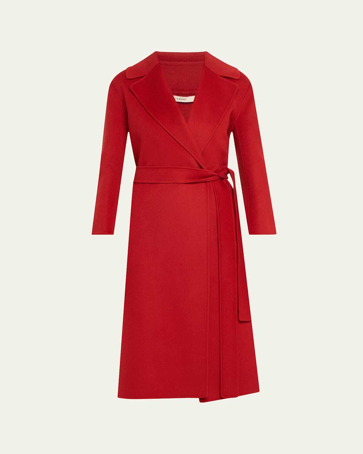 Max Mara Livia Belted Wrap Wool Coat - Red | Editorialist