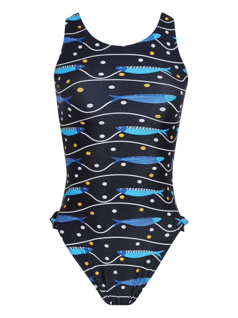 Brigitte Fish-Print Swimsuit - Blue | Editorialist