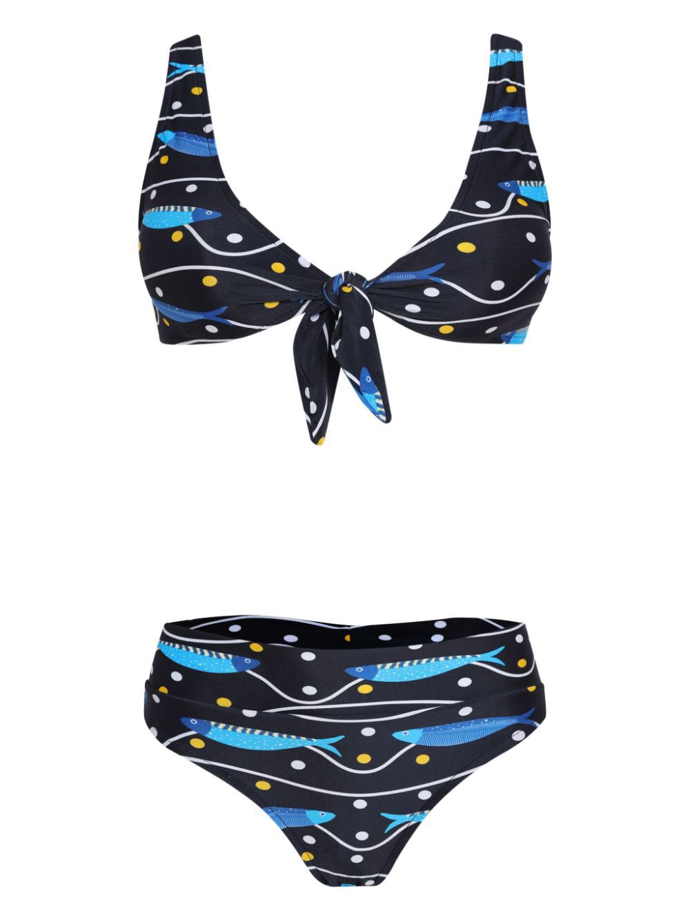 Brigitte Fish-Print Bikini Set - Blue | Editorialist