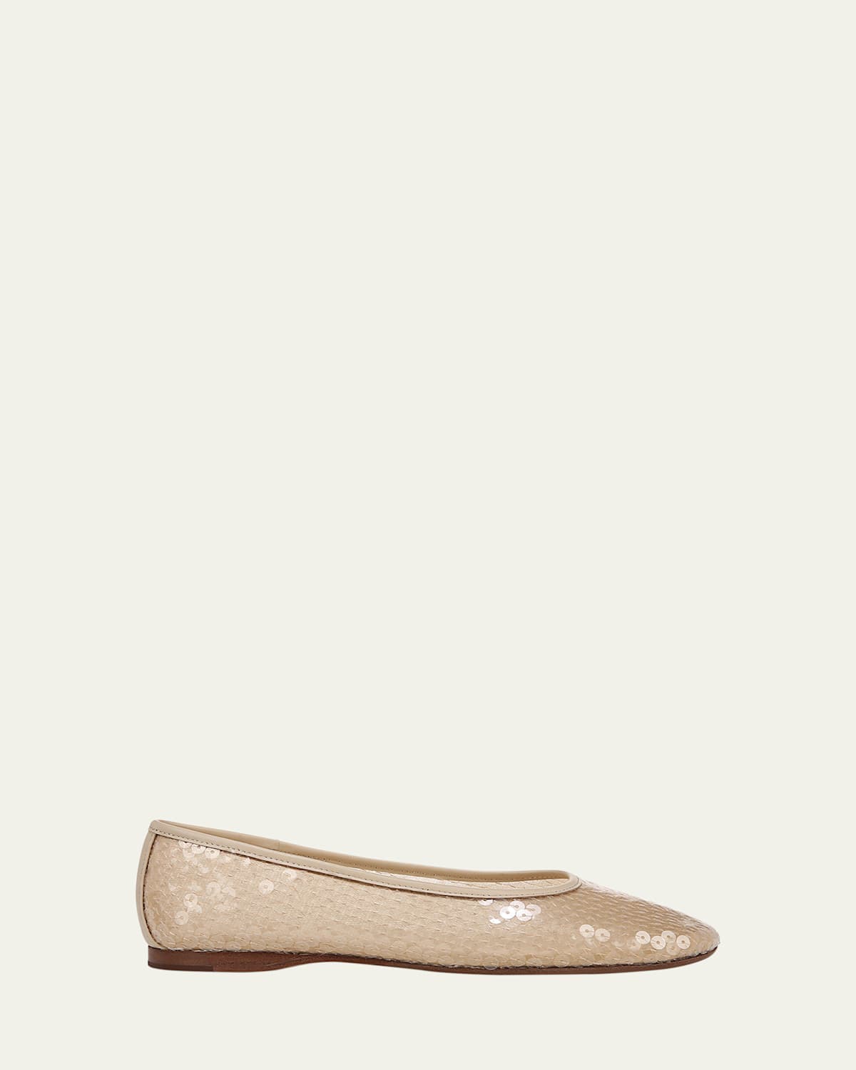 Vince Leah Sequin Ballerina Flats - Birch Sand Sequin Fabric | Editorialist