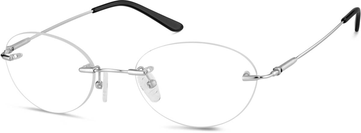 Zenni Rimless Zenni Lightweight Oval Rimless Glasses Flex Titanium Frame - Silver ...