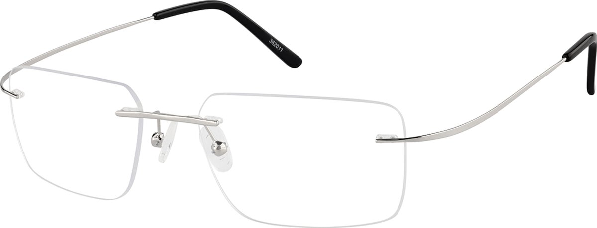 Zenni Rimless Zenni Lightweight Rectangle Rimless Glasses Metal Frame - Silver ...