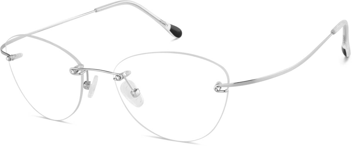 Zenni Retro Oval Rimless Glasses Titanium Frame - Silver | Editorialist