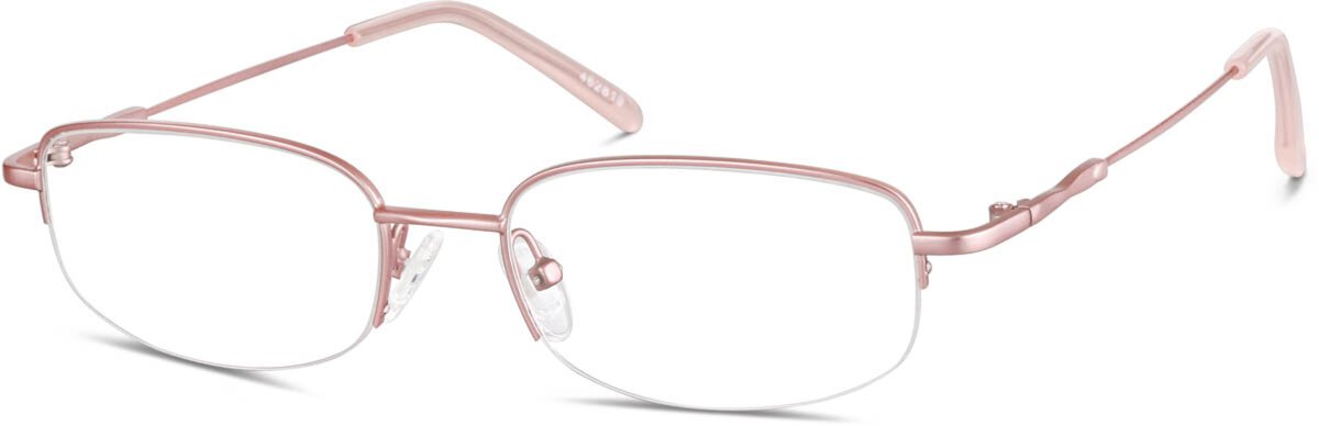 Zenni Classic Rectangle Glasses Half-Rim Stainless Steel Frame - Pink ...
