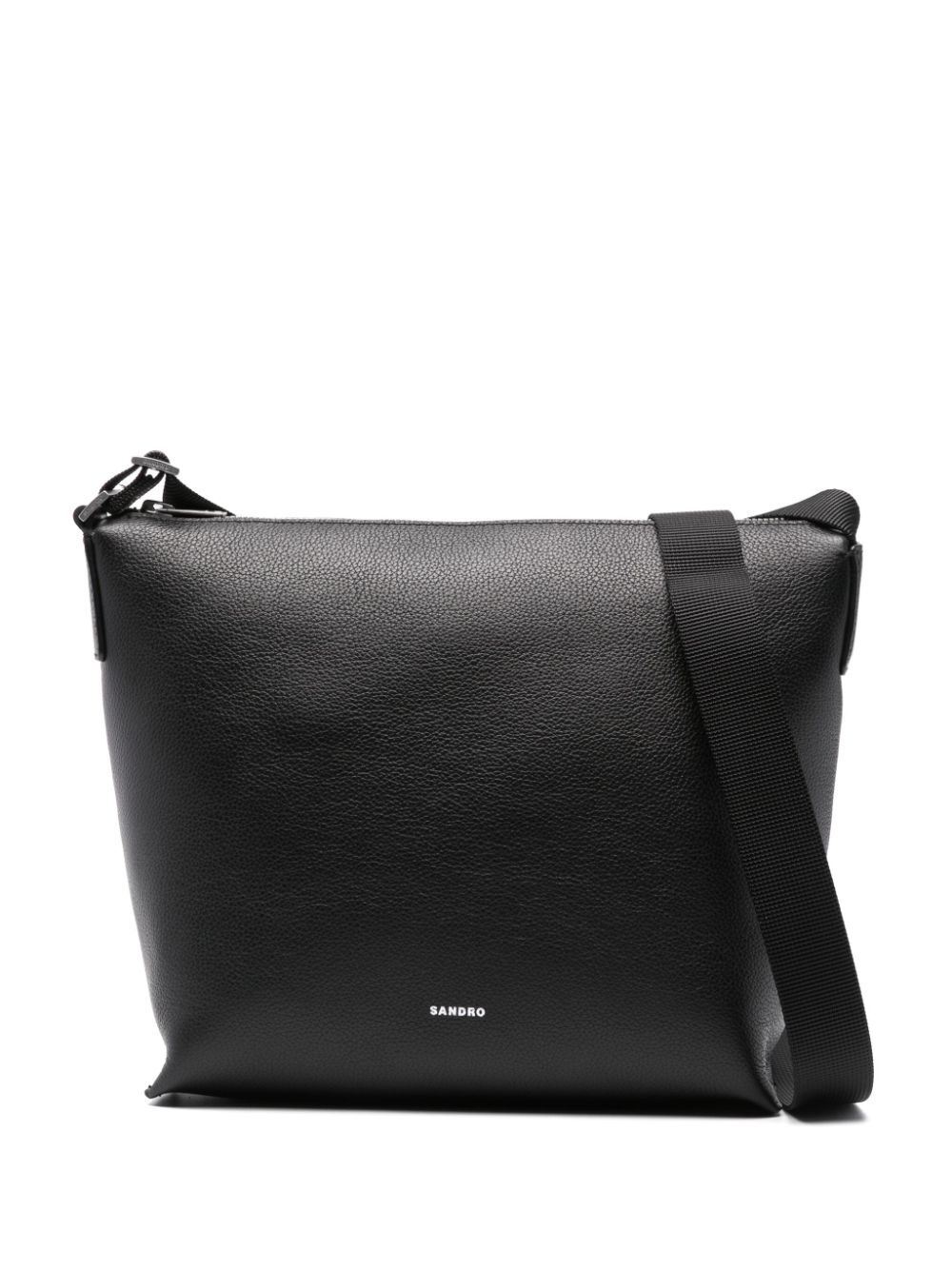 Sandro Leather Messenger Bag - Black | Editorialist