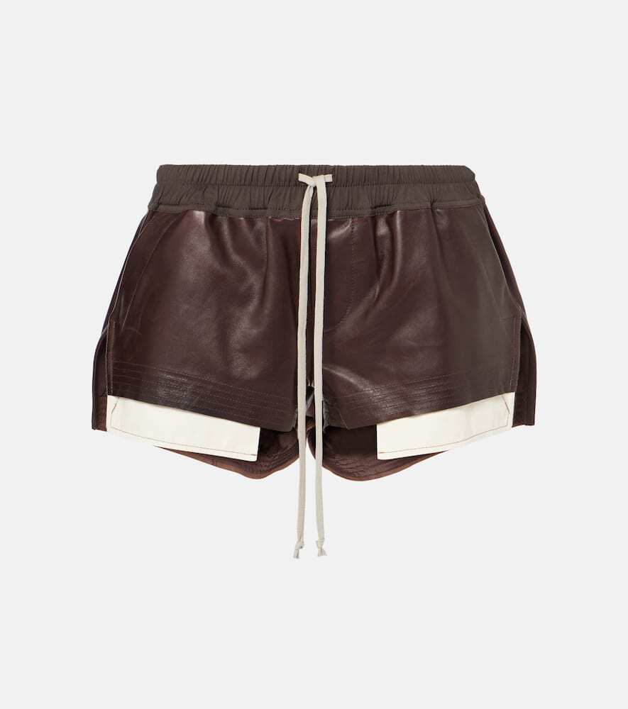 Rick Owens High-Rise Leather Shorts - Brown | Editorialist