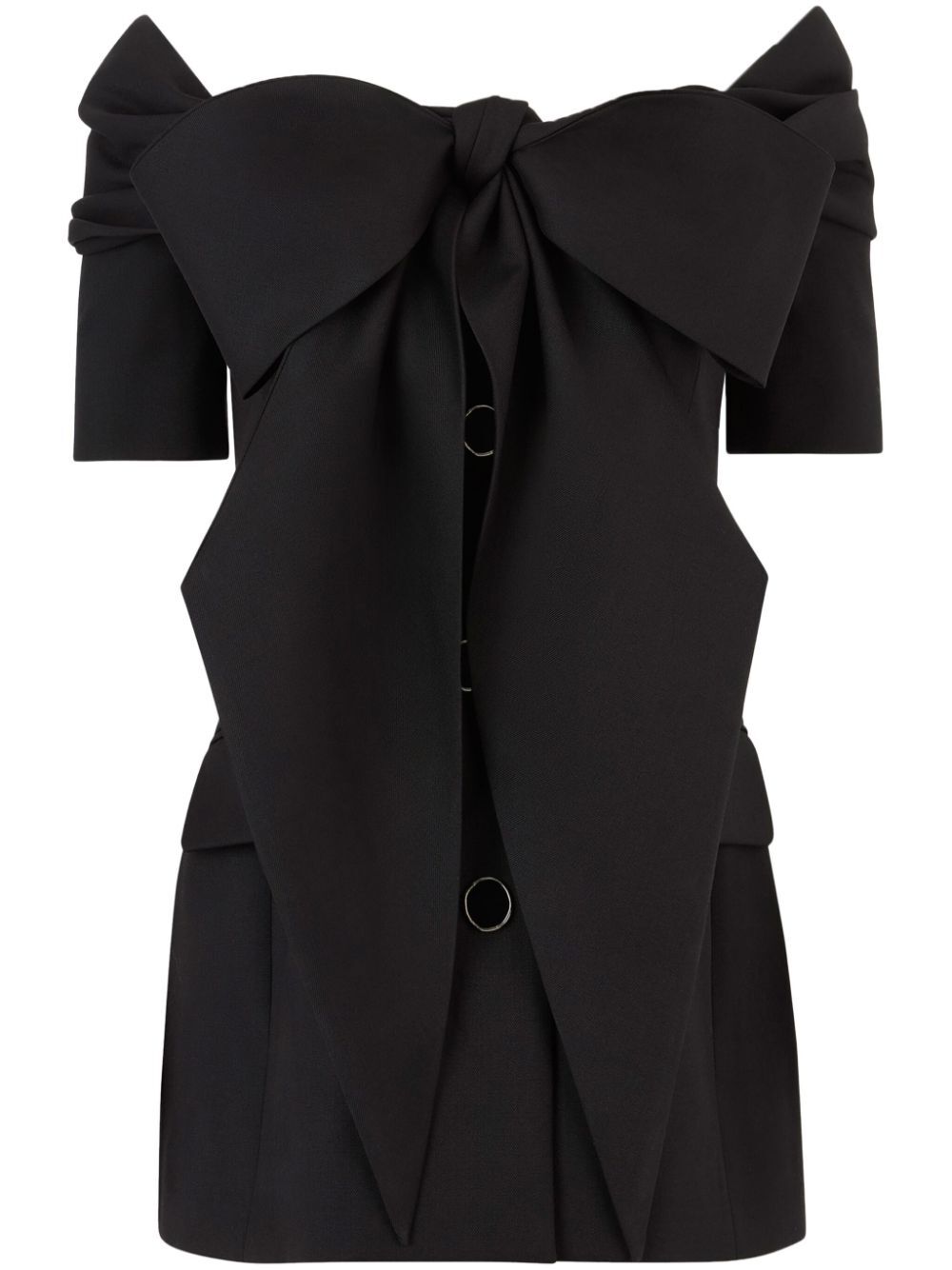 Nina Ricci Off-Shoulder Wool Gabardine Jacket - Black | Editorialist