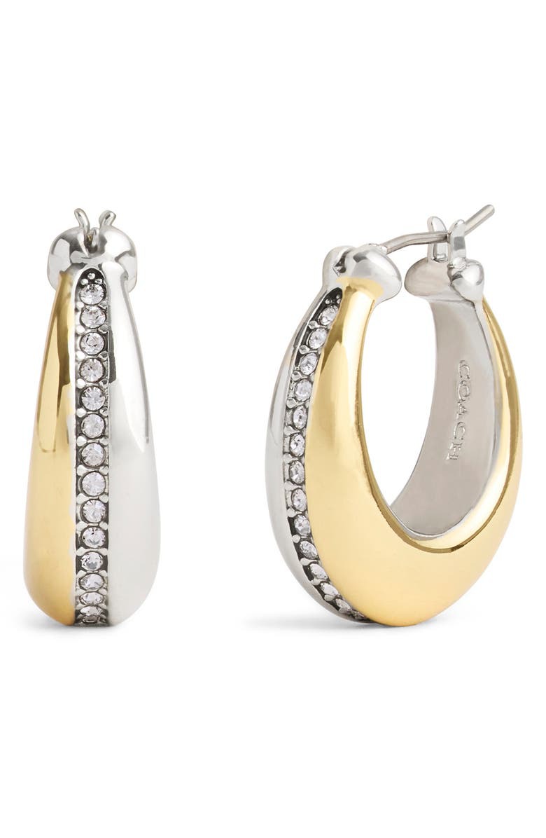 Coach Tubular Pavé Huggie Earrings - Two Tone | Editorialist