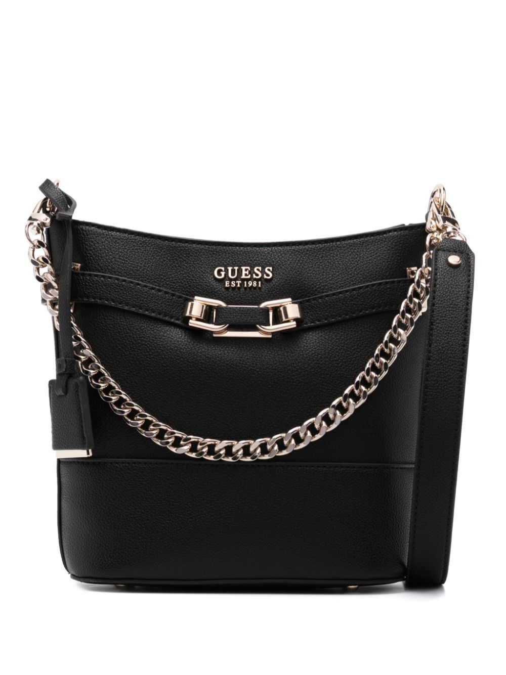 Guess Logo-Lettering Cross Body Bag - Black | Editorialist