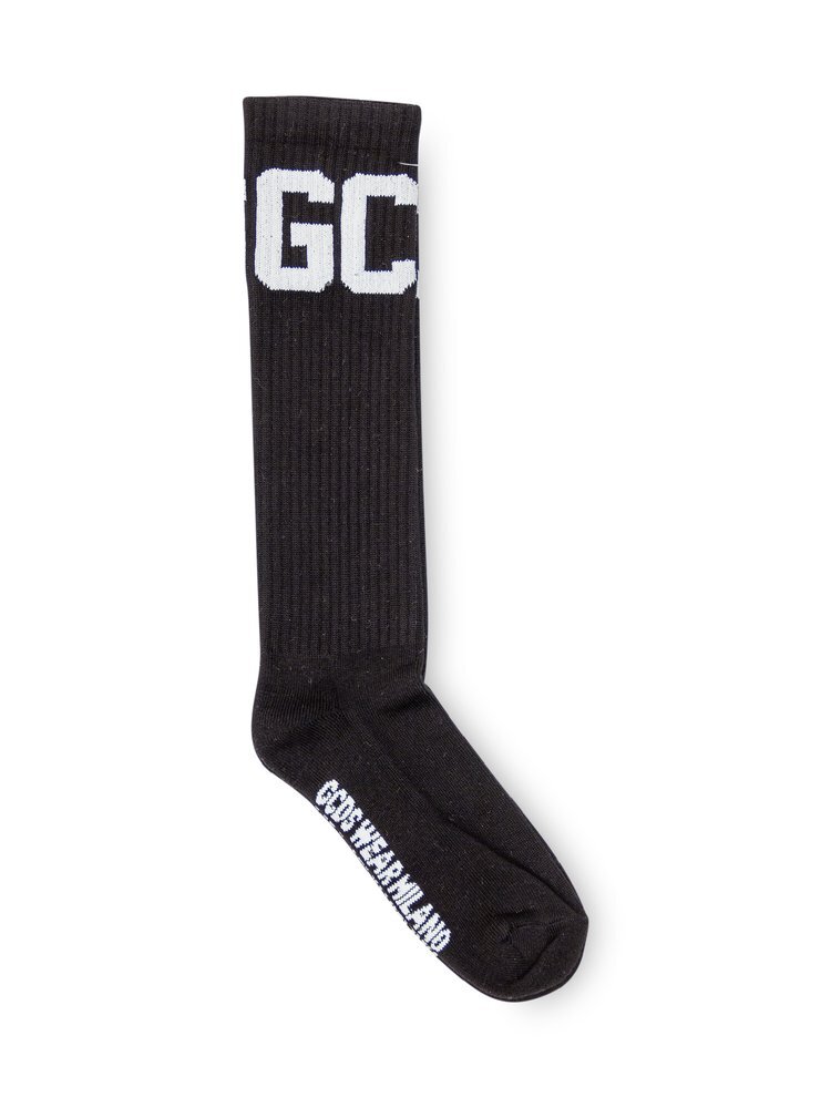 Gcds Logo-Jacquard Ribbed Knit Socks In Black - 33% Off | Editorialist