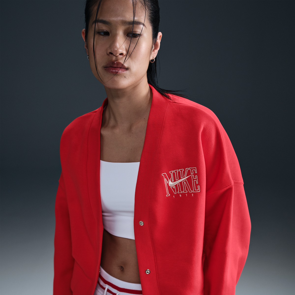 Nike Sportswear Phoenix Fleece Over-Oversized Graphic Cardigan - Red ...