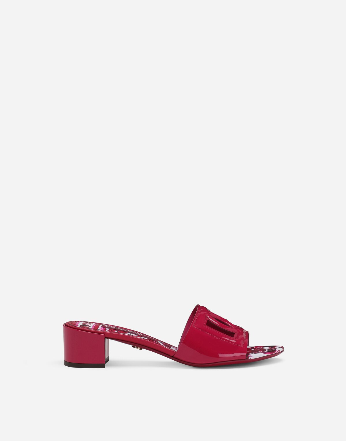 Dolce & Gabbana Patent Leather Dg Mules With Cut-Out - Fuchsia ...