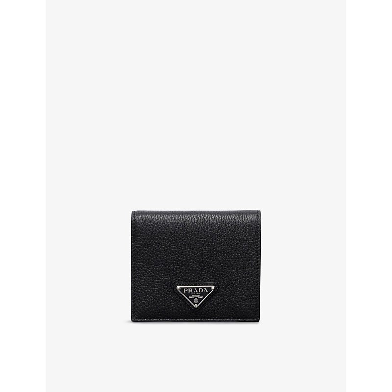 Prada Triangle-Logo Grained Leather Wallet 1 Size - Black | Editorialist