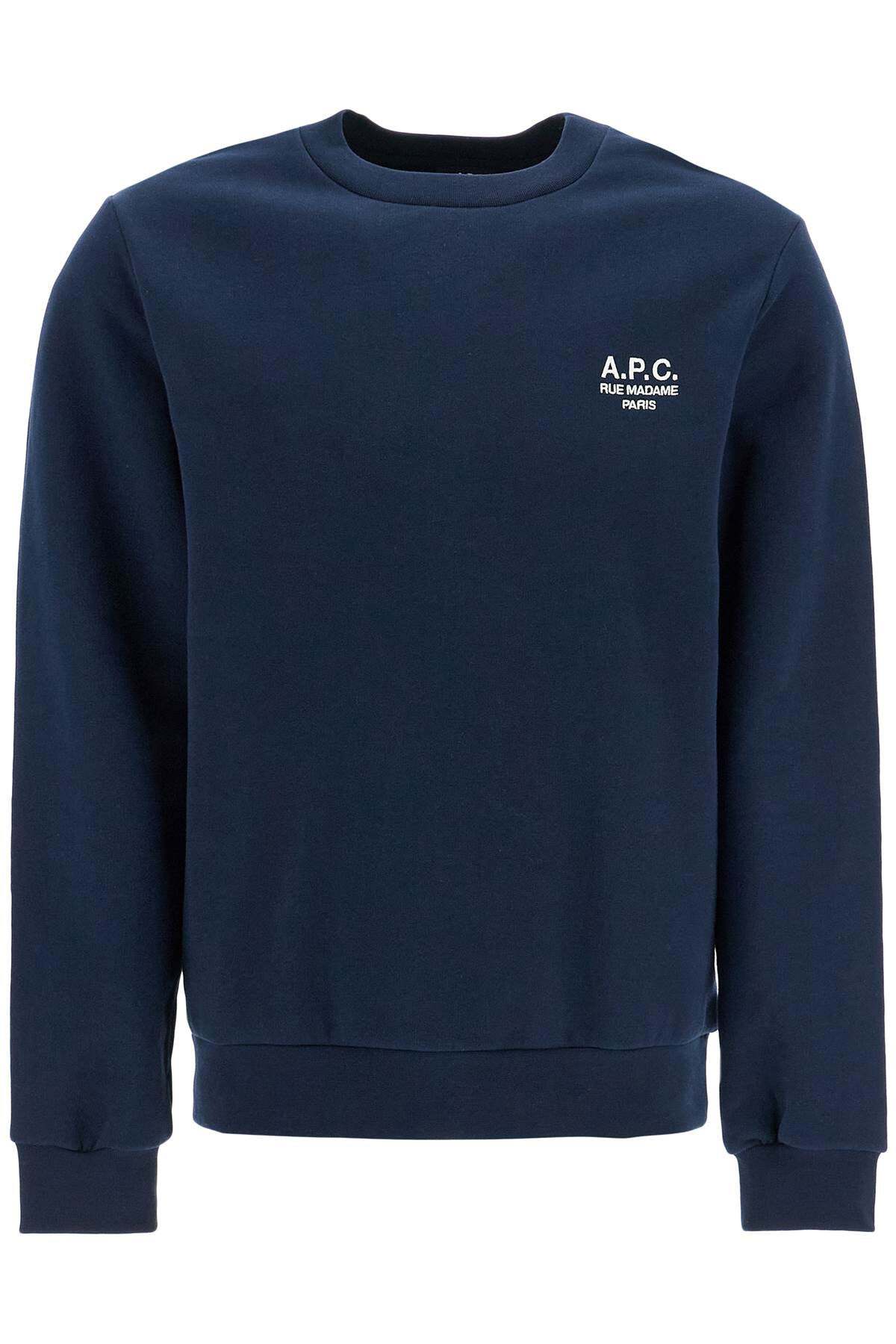 A.P.C. Dark Organic Cotton Sweatshirt With Embroidered Logo In Blue - 0 ...