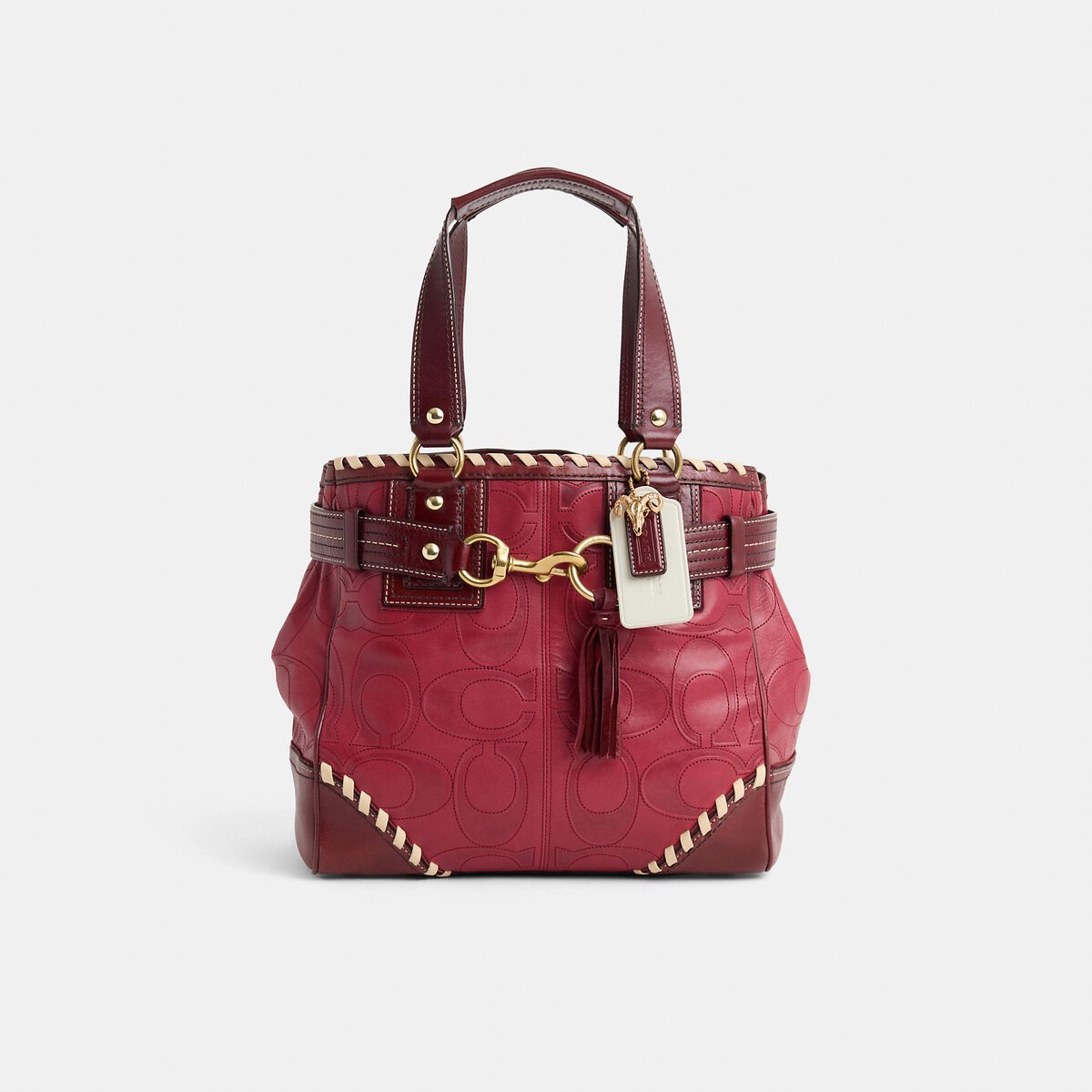 Coach Upcrafted Signature Book Tote Bag - Brass/Bordeaux | Editorialist