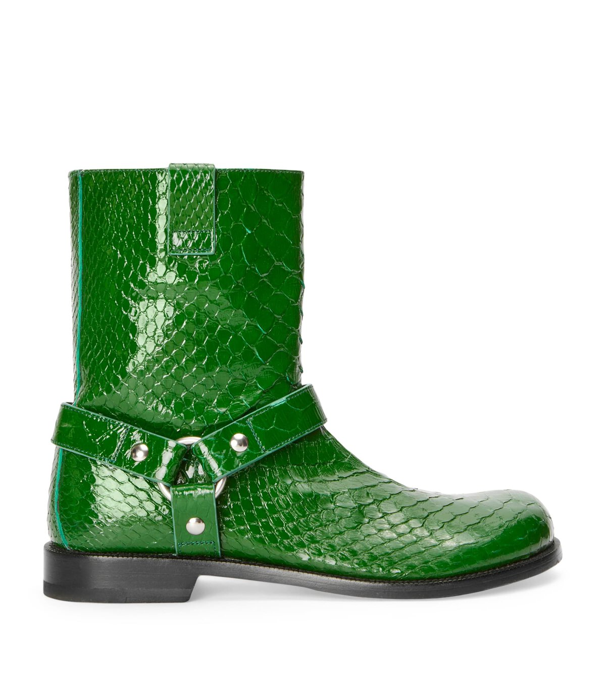 Loewe Python Leather Campo Biker Boots - Green | Editorialist