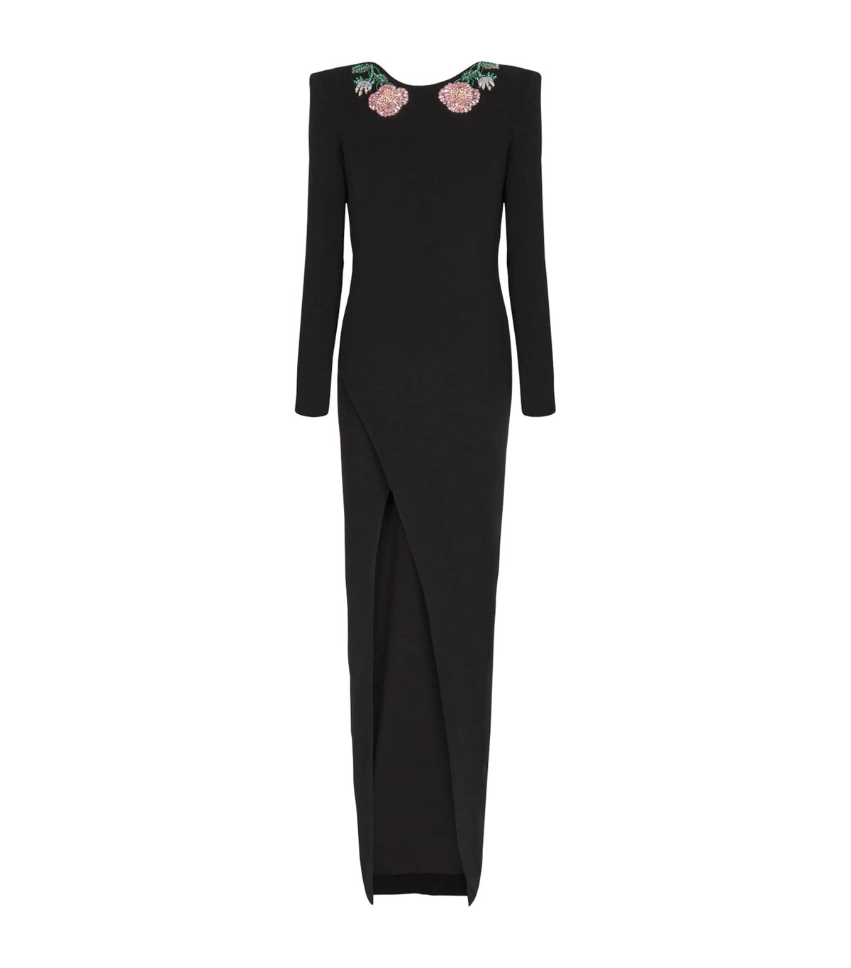 Balmain Rose Embroidery Maxi Dress In Black - 40% Off | Editorialist