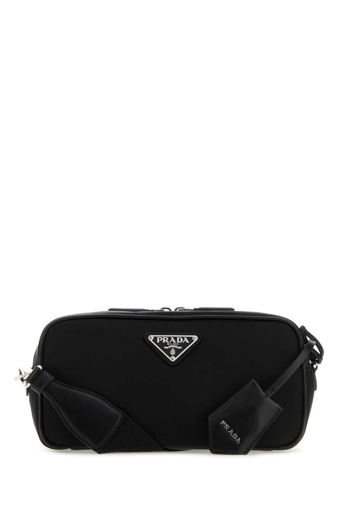 Prada Triangle Logo Plaque Oval Shaped Shoulder Bag In Black - 23% Off ...