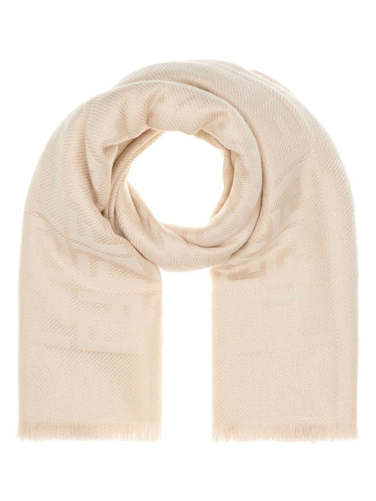 Fendi Ff Jacquard Frayed-Edge Scarf In Pink - 25% Off