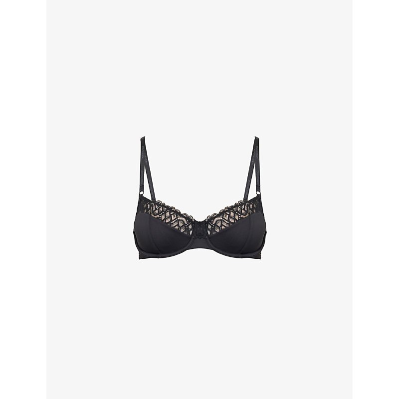 Calvin Klein Attraction Lace-Trim Stretch-Woven Bra 32f - Black ...