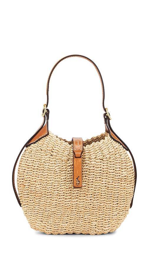 Ralph Lauren Twisted Raffia Shoulder Bag In Tan - Natural & Cuoio ...