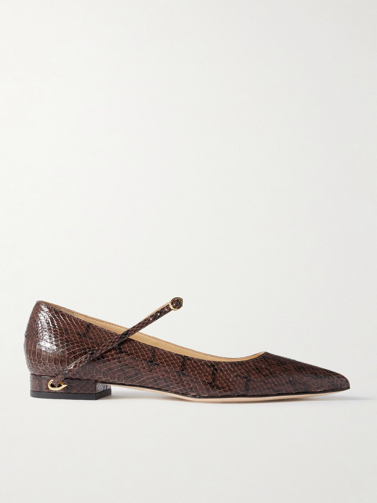 Jennifer Chamandi Lorenzo 20 Elaphe Point-Toe Flats - Brown | Editorialist