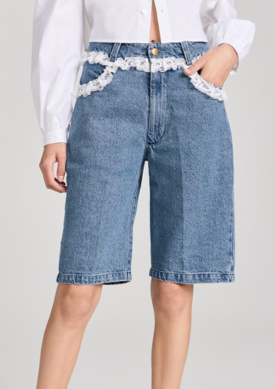 TANNER FLETCHER Sid Lace Trim Jeans - Mid Wash | Editorialist