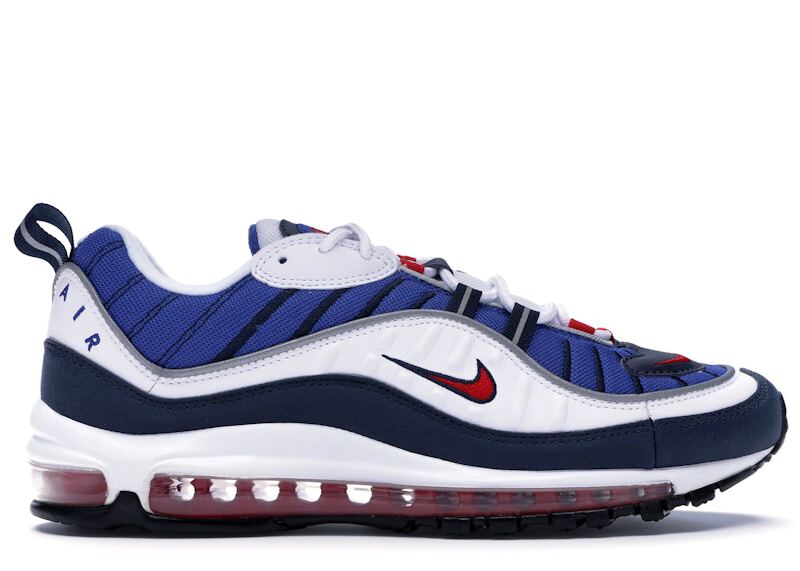 blue and white air max 98