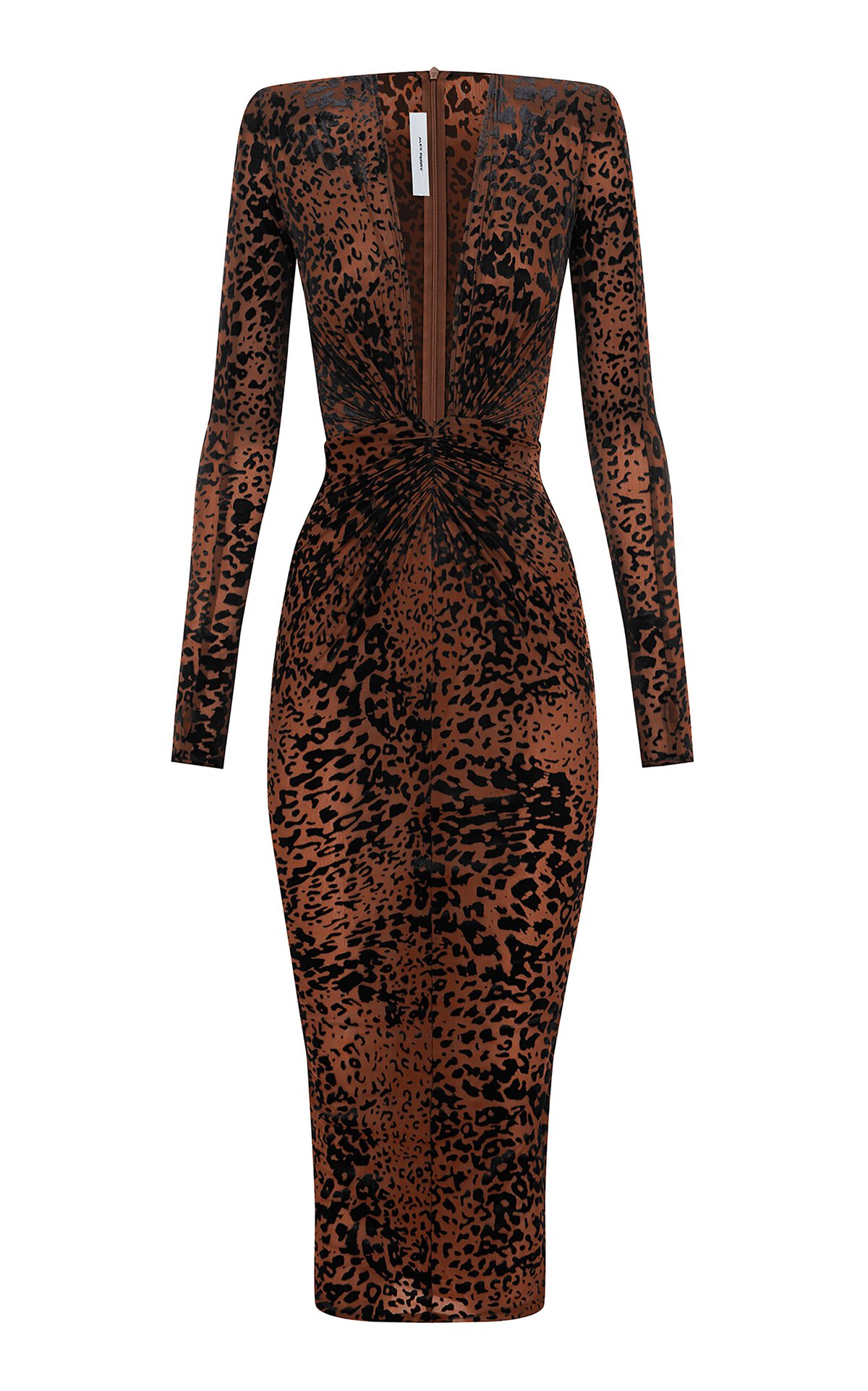 Alex Perry Plunged Leopard Burnout Mesh Midi Dress In Brown - 40% Off ...