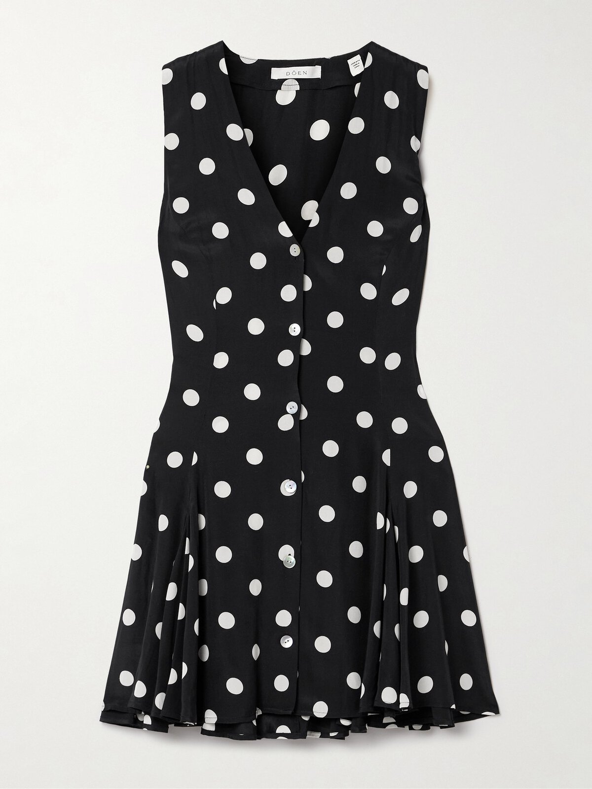 DÔEN Aubrey Polka-dot Silk-blend Mini Dress - Black | Editorialist