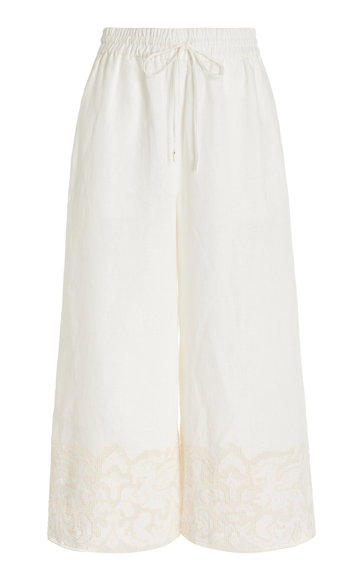 ALEMAIS Pegasus Embroidered Linen Wide-leg Pants Au 6 - Ivory ...