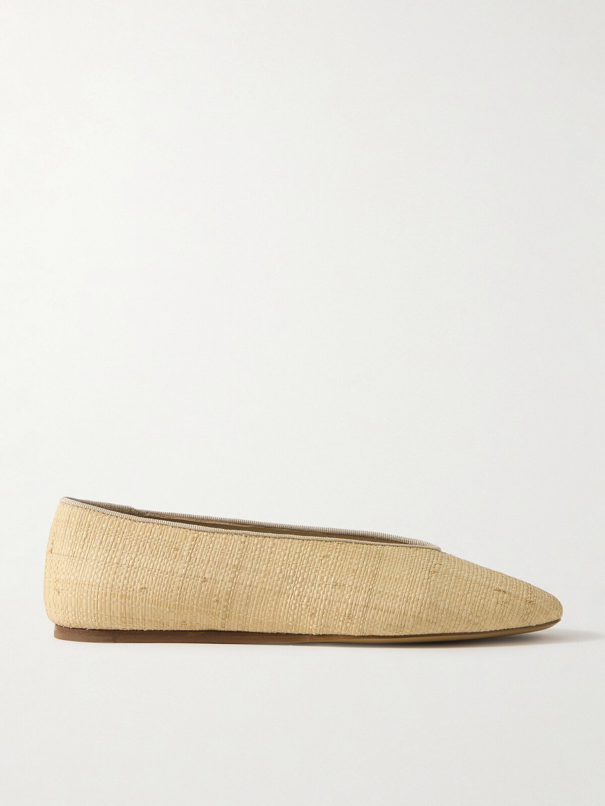 Le Monde Beryl Regency Grosgrain-trimmed Raffia Ballet Flats - Sand ...