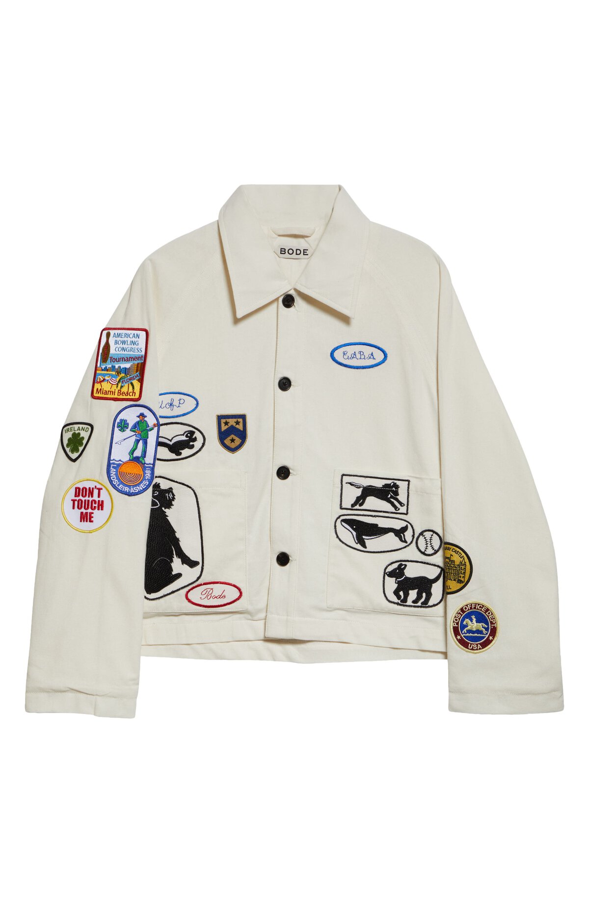 BODE Cambridge Patch Canvas Jacket - White Multi | Editorialist