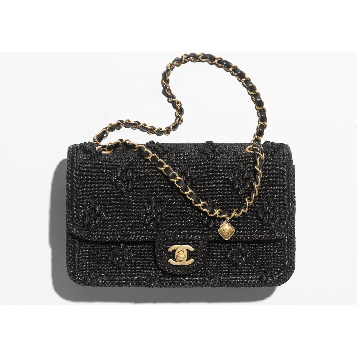 Chanel Flap Bag Raffia Effect Braided - Black | Editorialist