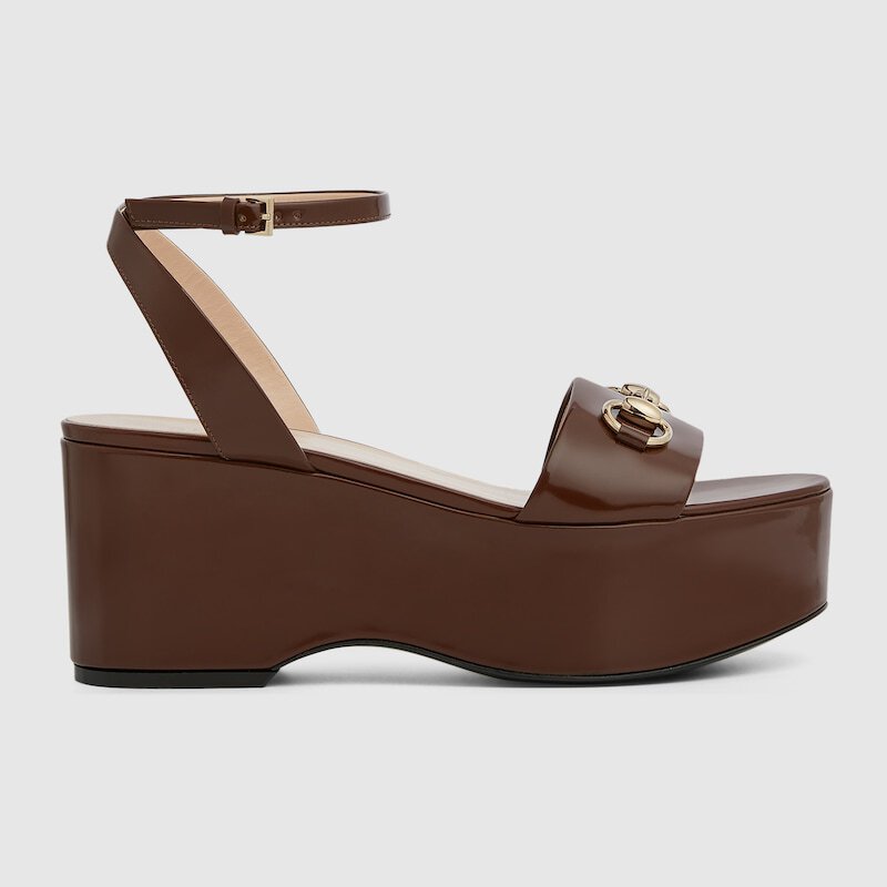 Gucci Horsebit Flatform Sandal Leather - Brown | Editorialist