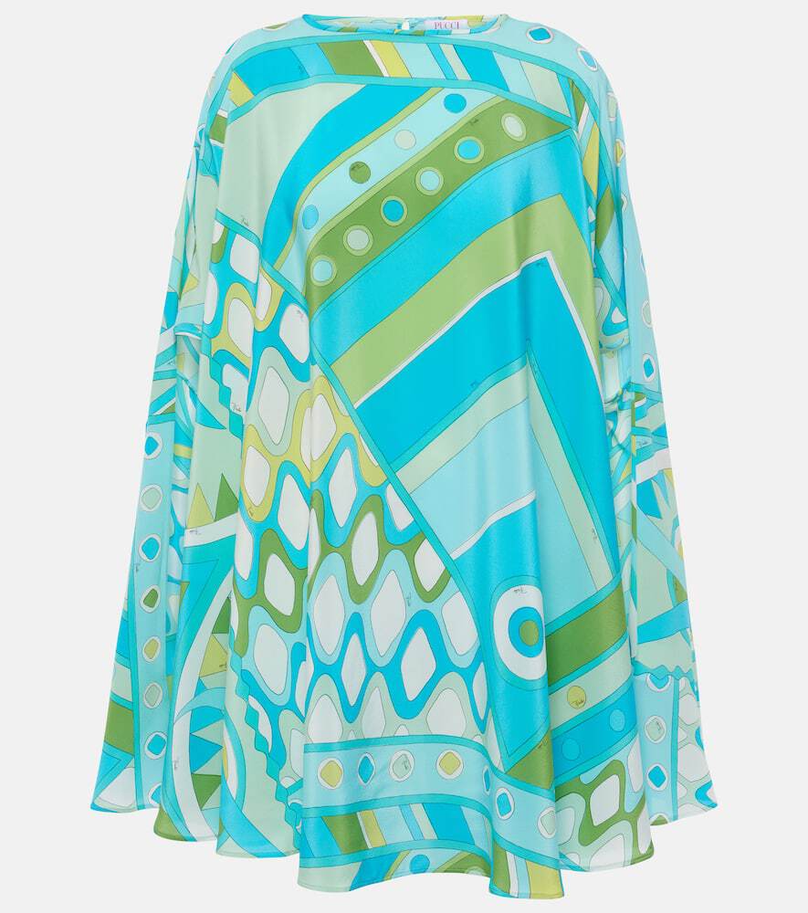Robe De Plage Vintage Emilio Pucci - Caftan Bleu Imprimé Géométrique, Taille 38, été