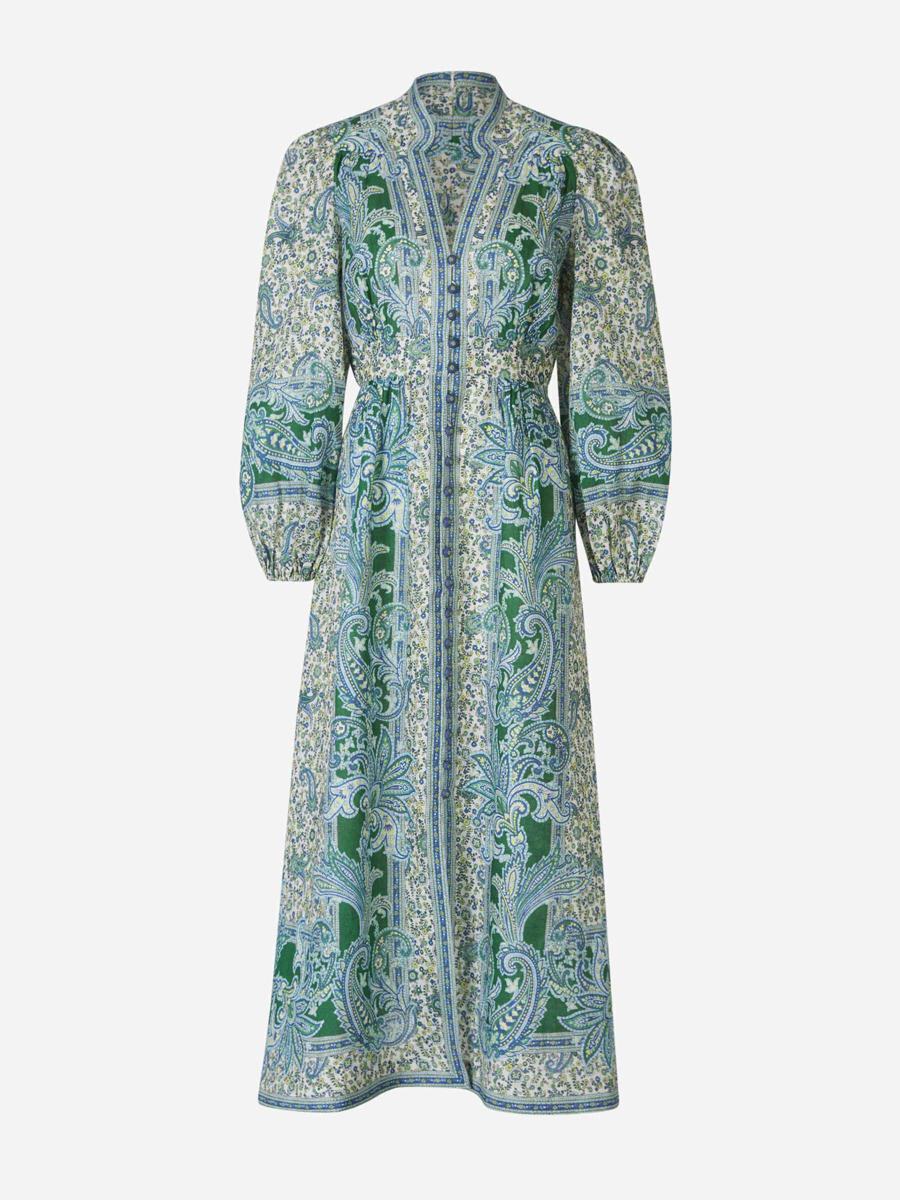 Zimmermann Ottie Plunge Midi Dress In Special Paisley Motif - 58% Off ...