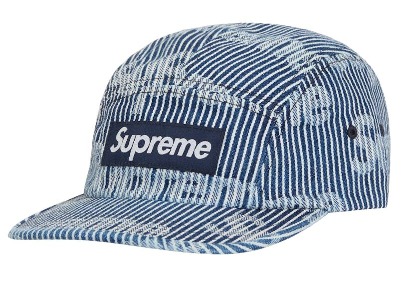 Logo Stripe Jacquard Denim Camp Cap Supreme Logo Stripe Jacquard