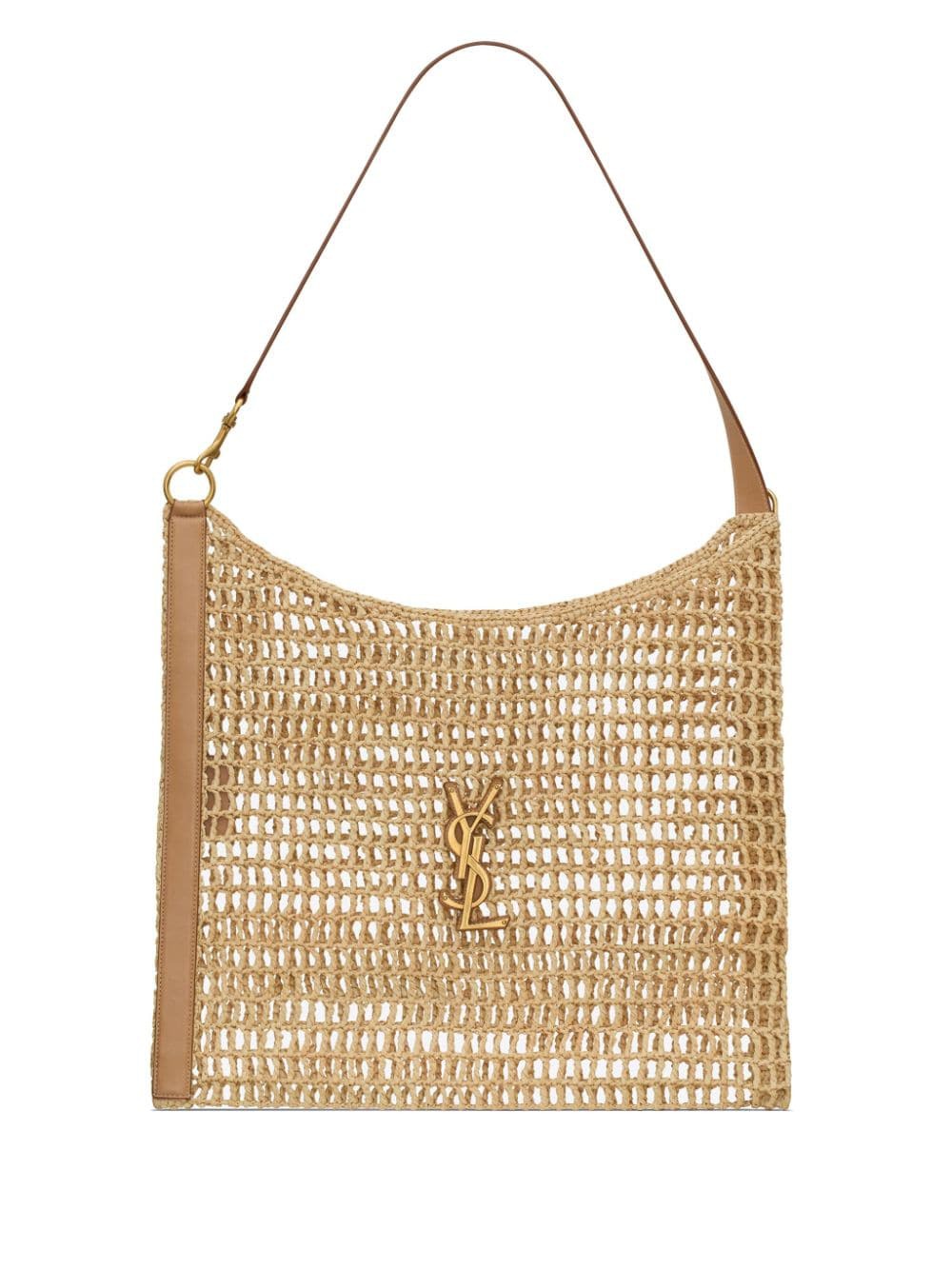 Saint Laurent Raffia Crochet Tote Bag - Neutrals | Editorialist