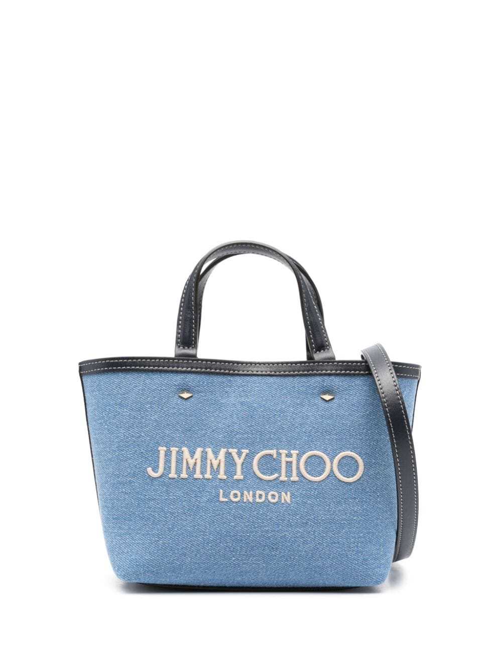 JIMMY CHOO Mini Marli Denim Tote Bag - Blue | Editorialist